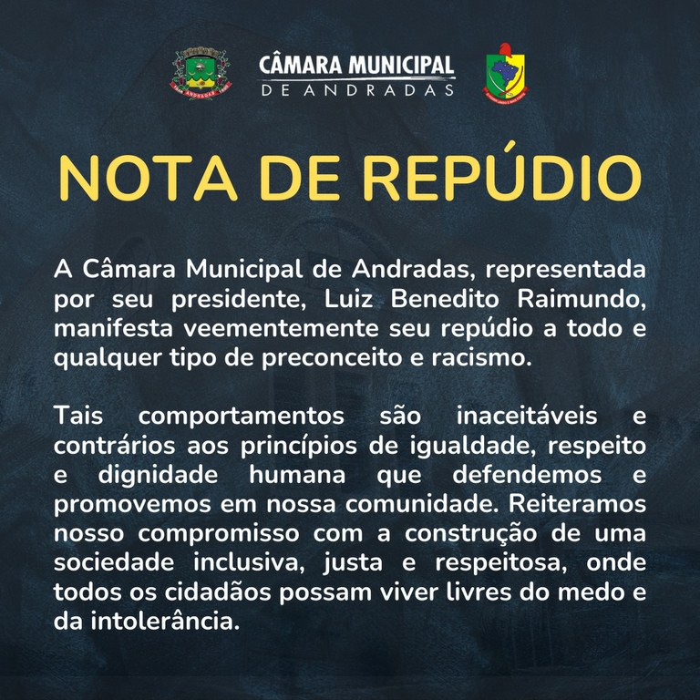 NOTA DE REPÚDIO — Câmara Municipal